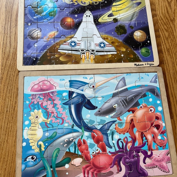 Melissa & Doug | Toys | Melissa Doug Wooden Jigsaw Puzzles Space Rocket ...